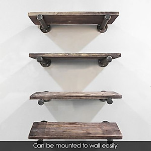 Diwhy 20" Industrial Pipe Shelves,Wall Mounted Metal Pipe Wood Shelf, Rustic Wall Shelf with Towel Bar,Towel Racks for Bathroom,Rustic Pipe Ladder Bookshelf Bookcase,DIY Open Pipe Shelving(1 Tier)