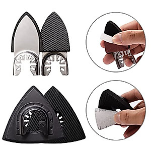 105PCS Oscillating Tool Detail Sanding Pads Kit, 3Pcs Triangle and 2Pcs Finger Sanding Pad, 100Pcs Multitool Sandpaper, Grit Fit for Finishing Wood Sanding Plaster