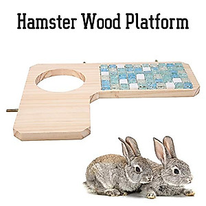 Ichiias Hamster Platform Double-Sided Wooden Rabbit Pedal Small Pet Crystal Stone Cooling Mat Pad, Chinchilla Cage Sturdy Standing and Jumping Wooden Board for Cage Rat Cage