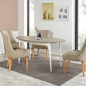 FurniutreR 63 Inches Farmhouse Oval Mid Century Modern Solid Legs for Restaurant Living Room, 35.4" D x 63" W x 30.1" H Dining Table, Large, White