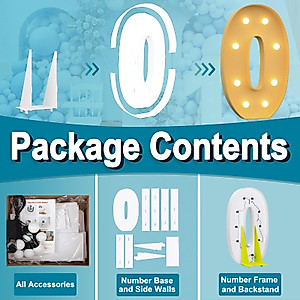 Tongjoy 3FT Light up Numbers 0, Marquee Numbers, Mosaic Numbers for Balloons, Pre-Cut Foam Board Kit for 30th 40th 50th Birthday Party Decor, Marquee Light up Letters, Kids' Mosaic Kits