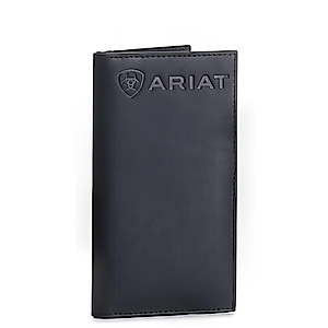 Ariat Men's Black Leather Bifold Wallet with Embossed Logo