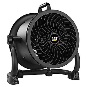 CATERPILLAR CAT HVD-9AC - 9" High-velocity Drum Air Circulator Fan with 360-degree Pivoting Head and Dual Ball Bearing 4-speed Motor, Black