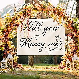 Will You Marry Me Tapestry Marry Me Sign Will You Marry Me Banner Wall Hanging Hand Lettering Engagement Decorations for Wedding Proposal Party Decor Bedroom Living Room Wall Backdrop 59.1 x 51.2 Inch