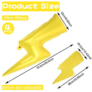 BENOSPACE 4 Pcs Lightning Balloons Bolt Foil Balloon Large Flash Mylar Balloons Yellow Lightning Balloons Party Supplies for Graduation Baby Shower Wedding Celebration Birthday Party Decorations