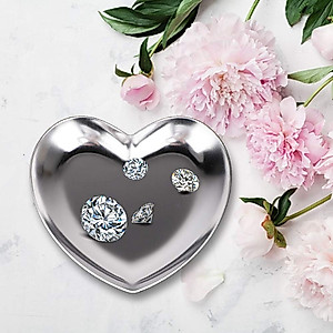 Raguso Stainless Steel Heart-Shaped Jewelry Display Tray, Silver, 3-Inch