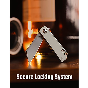 KeyUnity KK10XS Titanium Flipper Folding Pocket Knife with Liner Lock, Pocket Clip for Every Day Carry