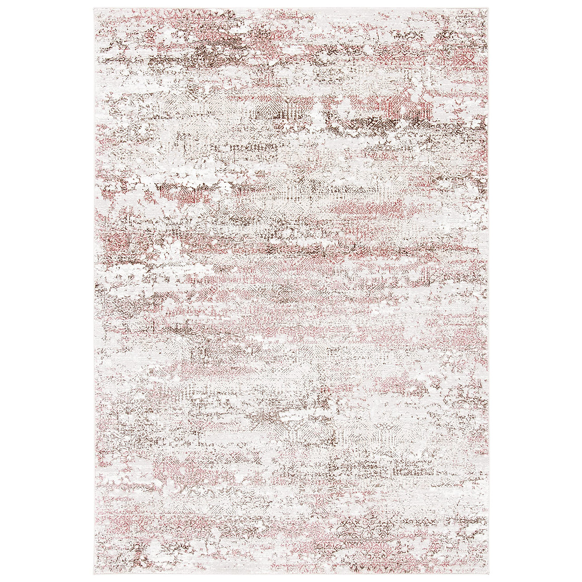SAFAVIEH Meadow Collection Area Rug - 9' x 12', Beige & Pink, Modern Abstract Design, Non-Shedding & Easy Care, Ideal for High Traffic Areas in Living Room, Bedroom (MDW585B)