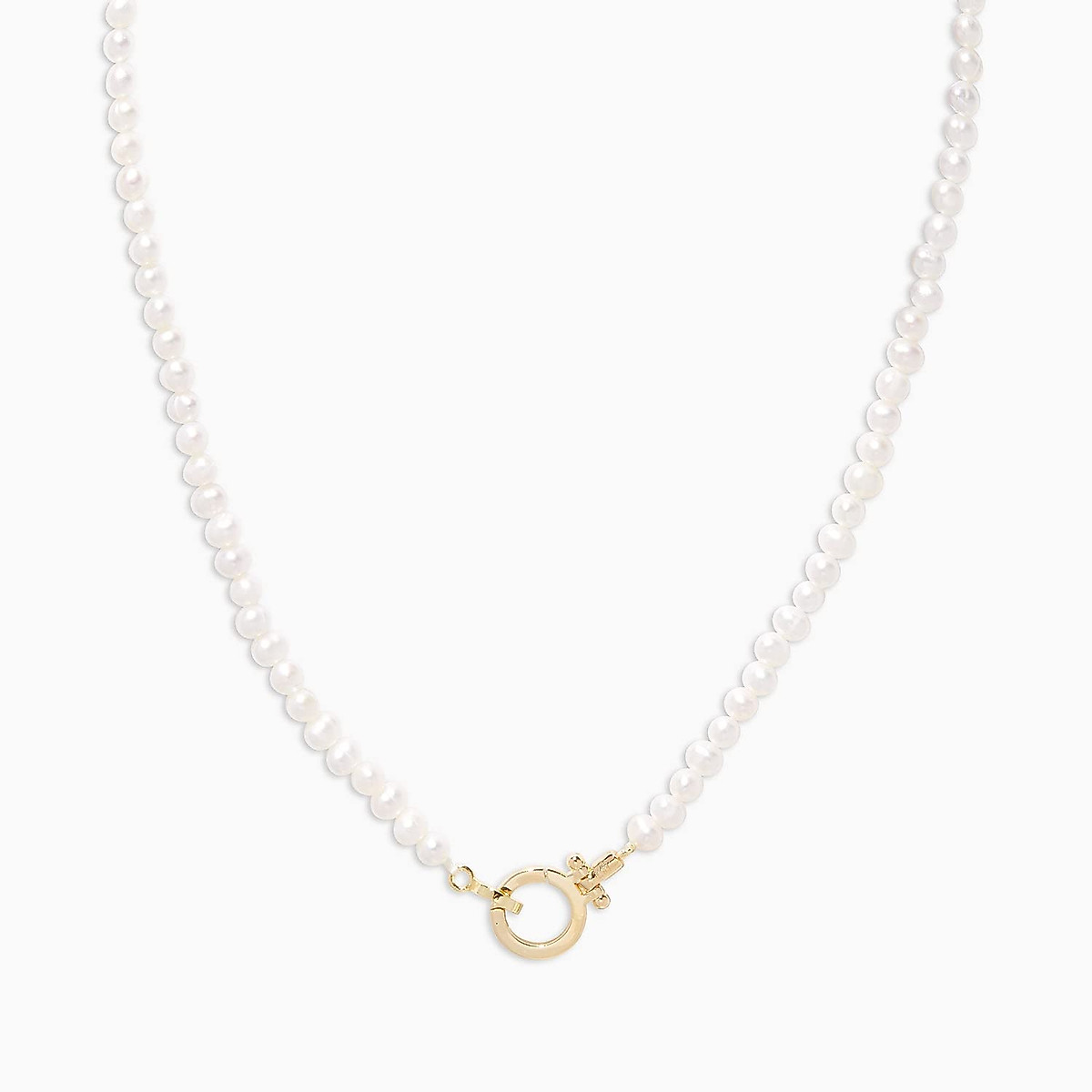 gorjana Women's Parker Pearl Necklace, 18K Gold Plated w/White Pearls, Signature Hinge Closure