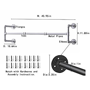 YLFAHXP Industrial Pipe Clothes Rack, Heavy Duty Detachable Wall Mounted Iron Garment Bar, Multi-purpose Clothing Rack Hanging Rod Organizer for Closet Storage (White)