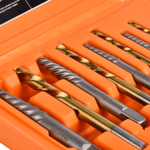 Luckyway 10-Piece Screw Extractor and Left Hand Drill Bit Set, Bolt Extractors, for Removing Broken Studs, Bolts, Socket Screws, and Fittings