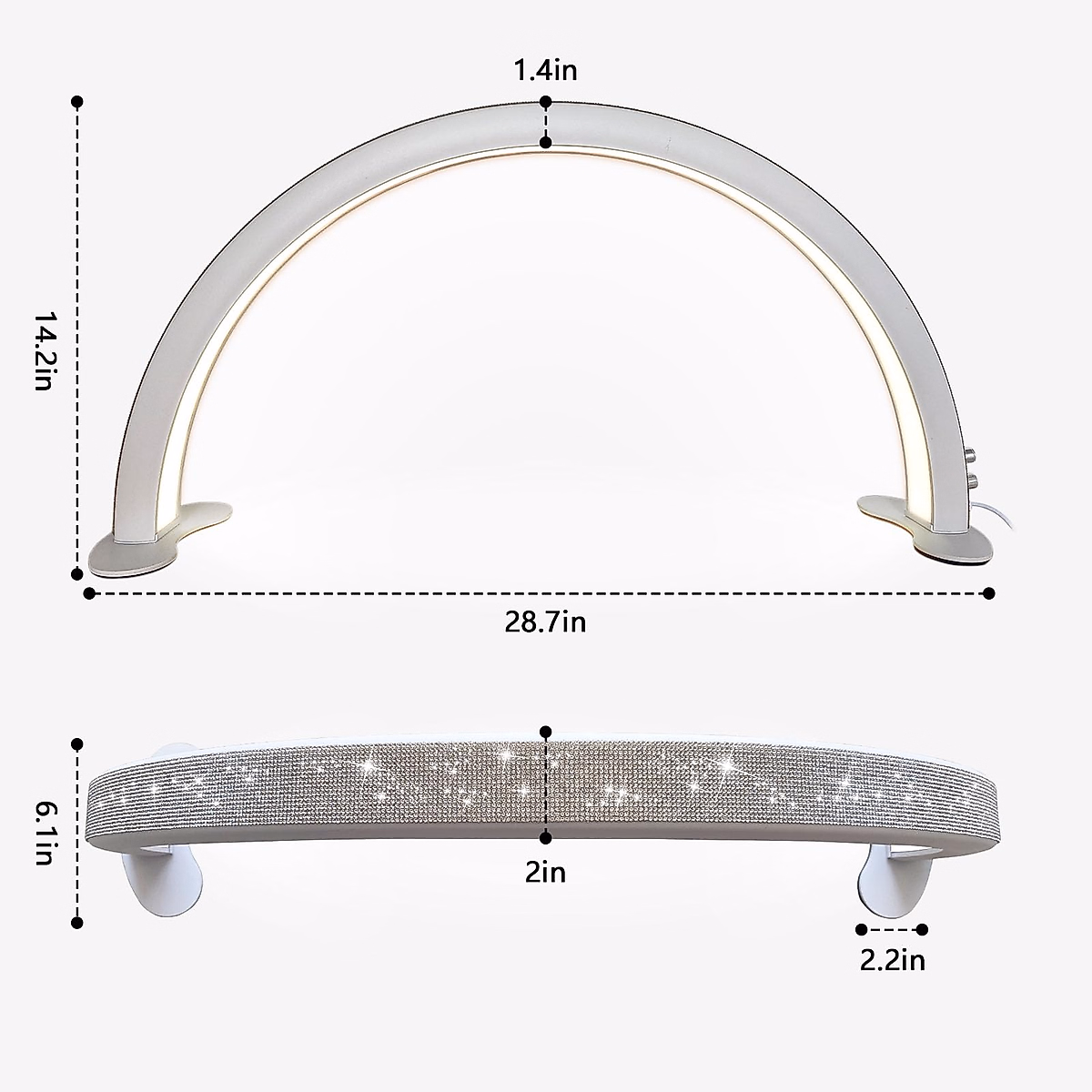 KMLSHLL Half Moon Nail Desk Lamp, Moon Lamp for Nails Lamp Light with Stepless Dimming and 3 Color Temperature