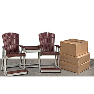 DutchCrafters Plastic Poly Outdoor Bistro Set with 2 Chairs and Attached Center Table, 3 Piece Patio Furniture Set - Amish Made in USA (Tudor Brown & Weatherwood)