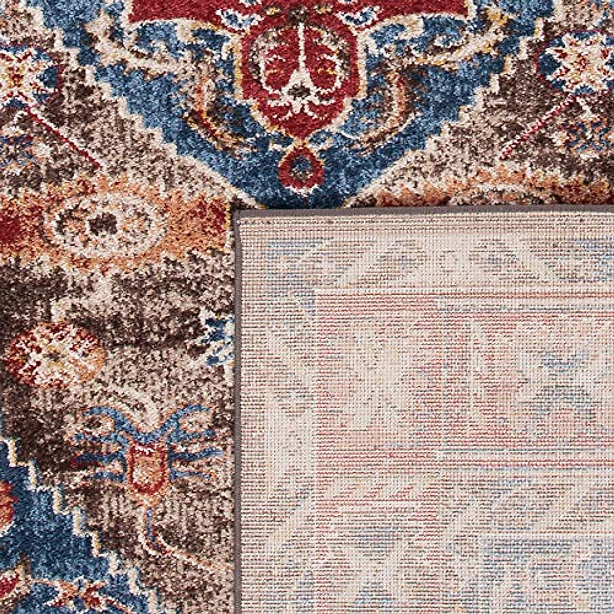 SAFAVIEH Bijar Collection 2'3" x 10' Brown / Royal BIJ621C Traditional Oriental Distressed Non-Shedding Living Room Entryway Foyer Hallway Bedroom Runner Rug