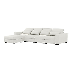 Woyomeub Sectional Sofa Couches for Living Room: L Shaped Couch with Storage Ottoman - Beige Modular Oversized 4 Seater Sofas with Pillows U Shape Furniture Set