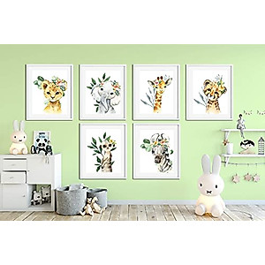 Safari Nursery Girl - Safari Animal Pictures Wall Art - Baby Room Animal Prints - Jungle Babies Wall Decor - Little Girls Room Wall Decor - 8x10 - UNFRAMED (Safari Girls 6)