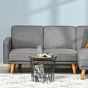 HOMCOM End Tables Set of 2, Nesting Tables with Storage, Round Accent Side Tables with Removable Top for Living Room, Black/Brown