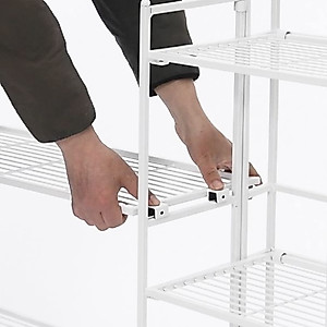 Convenience Concepts Xtra Storage Shelves - 5 Tier Folding Metal Shelving with Set of 4 Deluxe Extension Shelves - Modern Shelves for Storage and Display in Living Room, Bathroom, Office, White