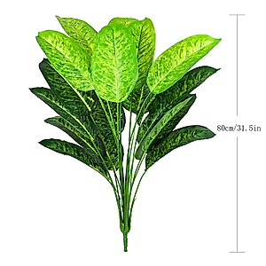 Rozwkeo Artificial Plants Fake Ficus Tree Leaves with Stems 29" Tall Faux Bird of Paradise Palm Tree Imitation Frond Green Leaf Tropical Plants Greenery Floral Jungle Party Home Garden Decoration