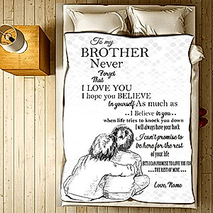 Launchigo Customized to My Brother Blanket Soft Sherpa Throw Blanket for Christmas, Birthday, Graduation, Thanksgiving & Christmas Gift. (to My Brother-from Brother 04, 30"X40") Baby Blanket.