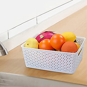 Vababa 4 Pack Plastic Woven Storage Basket, White