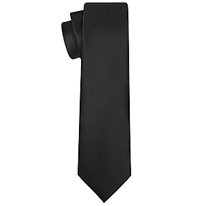 KissTies 63'' XL Black Tie Solid Satin Ties Extra Long Necktie For Big Tall Men