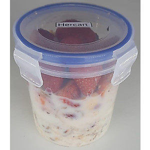 Overnight Oats Container with Lids (pack of 4) 17 oz Plastic Jar with Lid Container Portable Cereal and Milk Storage Jars Vegetable and fruit Salad Storage