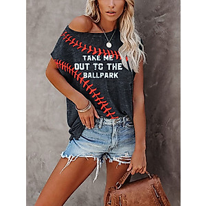 Baseball Shirt Women Baseball Tee Shirts Short Sleeve Crew Neck Casual Summer Graphic Tee Shirts Top Grey