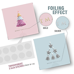 easykart labels 10 Christmas Gift Box 8x8x4 Inch, Holiday Gift Boxes with Lid, Pink & Blue Pastel Colour with Foiling Effect, Boxes for wrapping gift