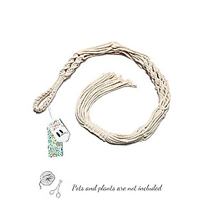 Mkono Macrame Plant Hanger Indoor Outdoor Hanging Planter Basket Cotton Rope 4 Legs 41 Inch