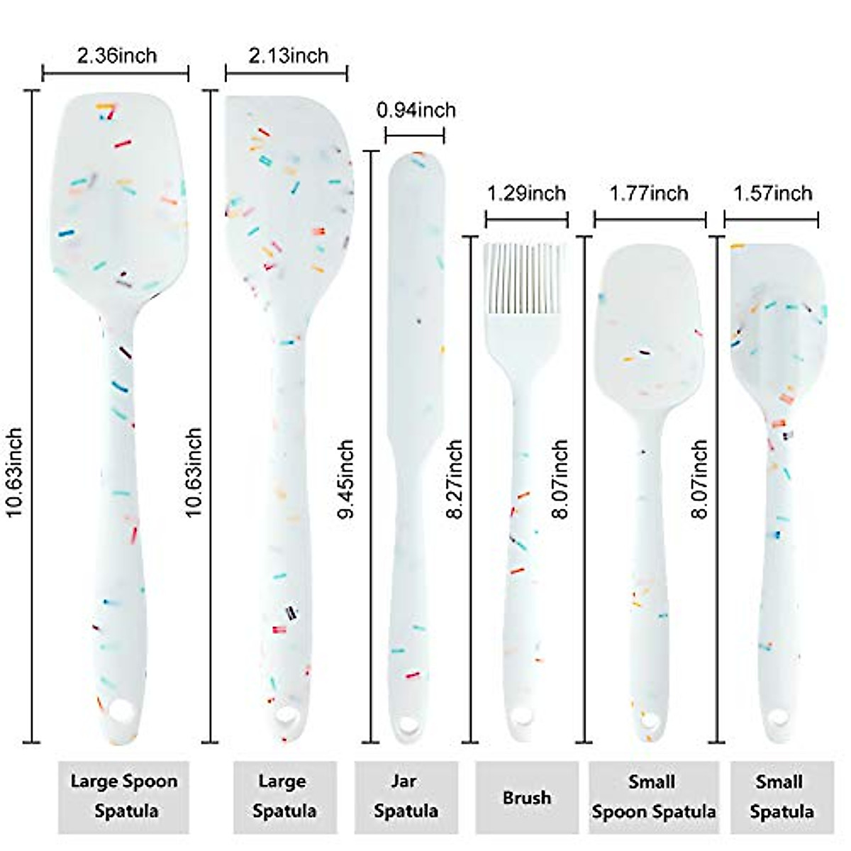 Shebaking Silicone Spatula Set, 6 Piece Heat Resistant Rubber Spatulas Set for Baking Cooking and Mixing Kitchen Utensils Seamless One Piece Spatula with Stainless Steel Core, Nonstick Dishwasher Safe
