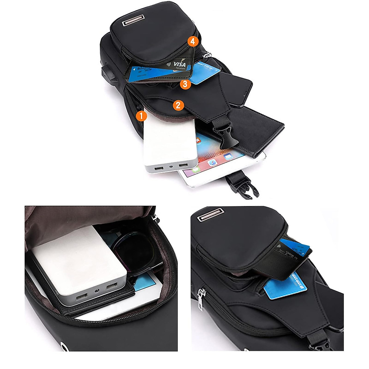 HERTL Waterproof Sling Bag With Card Bag Crossbody Bags for Women Trendy Crossbody Backpack for Men Women Sling Backpack Crossbody Sports Bag