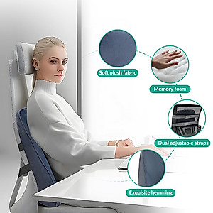 Snailax Heated Lumbar Support Pillow for Office Chair, Back Support Pillow for Car with Vibration, Chair Support for Lower Back, 3 Heat Levels & 3 Massage Modes, Back Massager with Heat, Gifts
