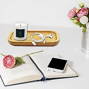 BAOFUFU Qtip Holder Bathroom Organizer Acrylic Apothecary Jars with Bamboo Tray for Cotton Ball Pad Holds Floss Small Items Bamboo Bathroom Accessories Restroom Organization 3Pack