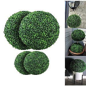 MYOYAY 4Pcs Artificial Topiary Ball 19 Inch and 9 Inch Outdoors 4 Layers Plant Topiary Ball Faux Boxwood Balls for Indoor Backyard Garden Wedding Décor
