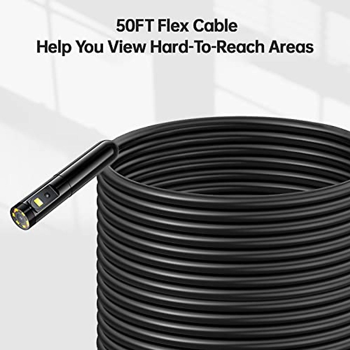 50FT Endoscope Borescope, Teslong Dual Lens Sewer Inspection Camera with 4.5'' Screen, Waterproof Snake Cable, LED Lights, 1080P Fiber Optic Scope Camera for Home Wall Duct Drain Pipe Plumbing