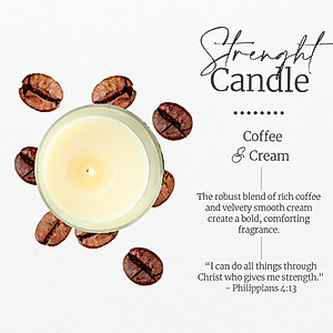 Elly & Grace - Scented Glass Soy Candle with Inspirational Bible Verse - Christian Gifts for Women Scented Candles for Home Thinking of You Gifts for Women Candles Gifts for Women (Strength)