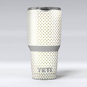 Design Skinz Tiny Golden Hearts Pattern - Skin Decal Vinyl Wrap Kit Compatible with The Yeti Rambler Cooler Tumbler Cups