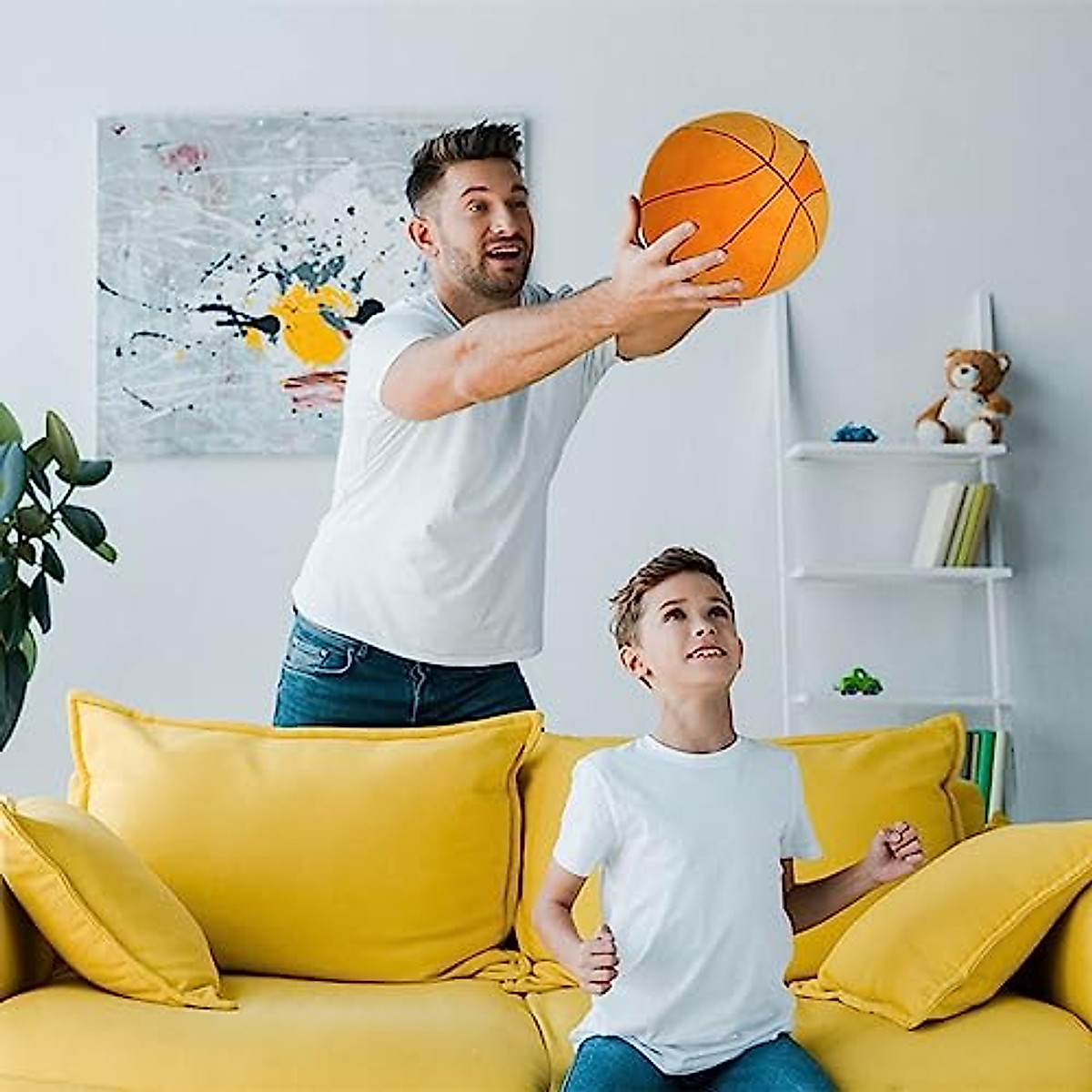 YRXRUS Orange Basketball Pillows Decorative Round Pillow 3D Ball Shaped Throw Pillows,Ultra Soft Velvet Cute Pillows for Kids Bedroom Room,Toys Gift 9.5x9.5 Inch