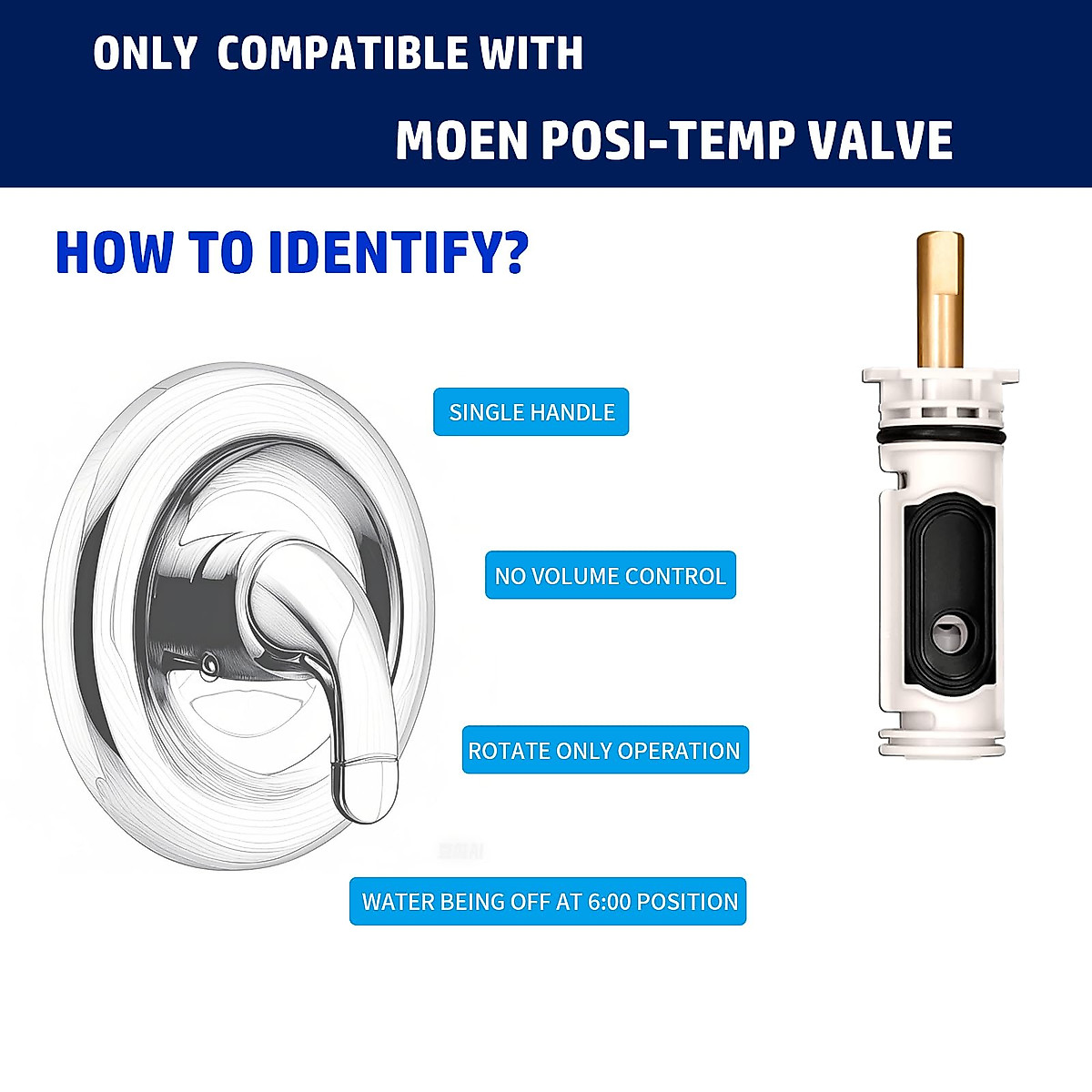 Replacement Cartridge for 1222 with Puller & Retainer Clip, Tub and Shower Repair Kit for One Handle Faucet, Bathtub Shower Valve Parts and Removal Tool, Brass and Plastics