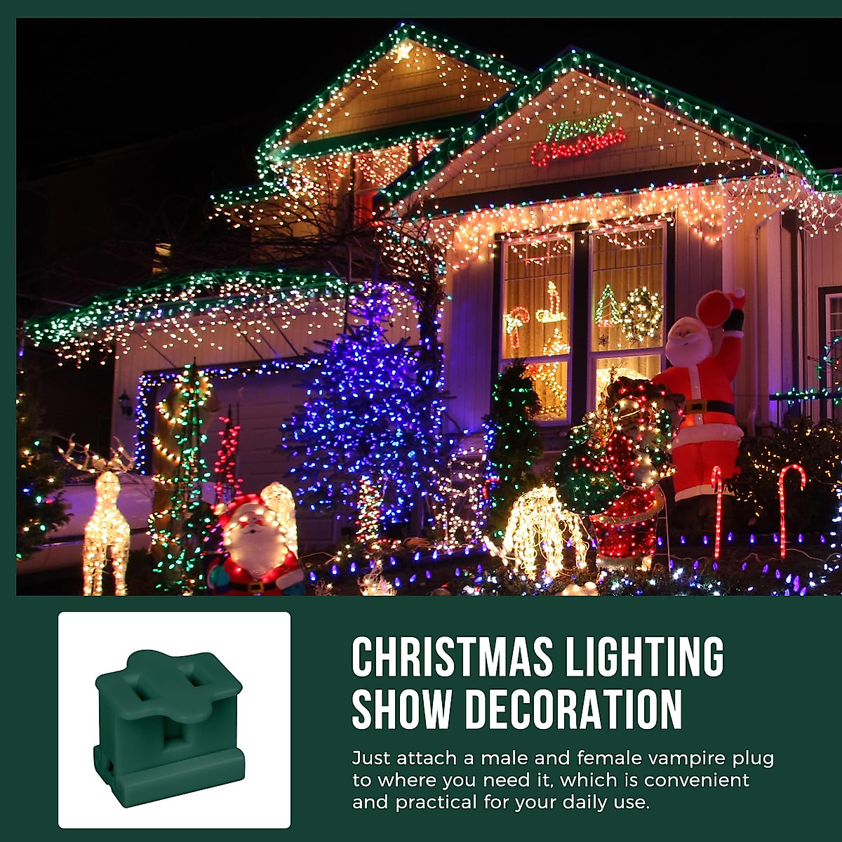 Holiday Christmas Lighting Outlet Female Green Slip Plug, Zip Plug, Vampire Plug, Gilbert Plug, 25 Pack (SPT-1)