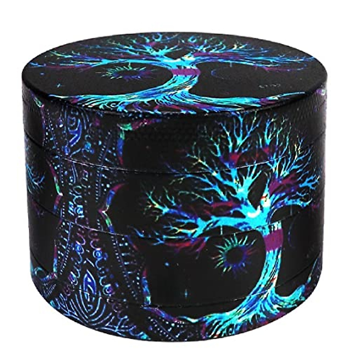 Large Grinder, 2.5 inch Tree of Life Sun Moon Galaxy Grinder- Herb Grinder, (Blue Tree)