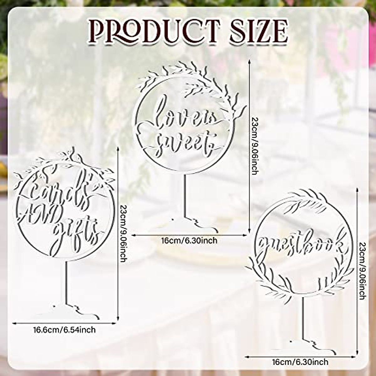 3 Pcs Wedding Wooden Table Decoration Sign Love Is Sweet Sign Guestbook Sign White Cards and Gifts Sign Wedding Centerpieces for Rustic Wedding Reception Married Party Table Decoration