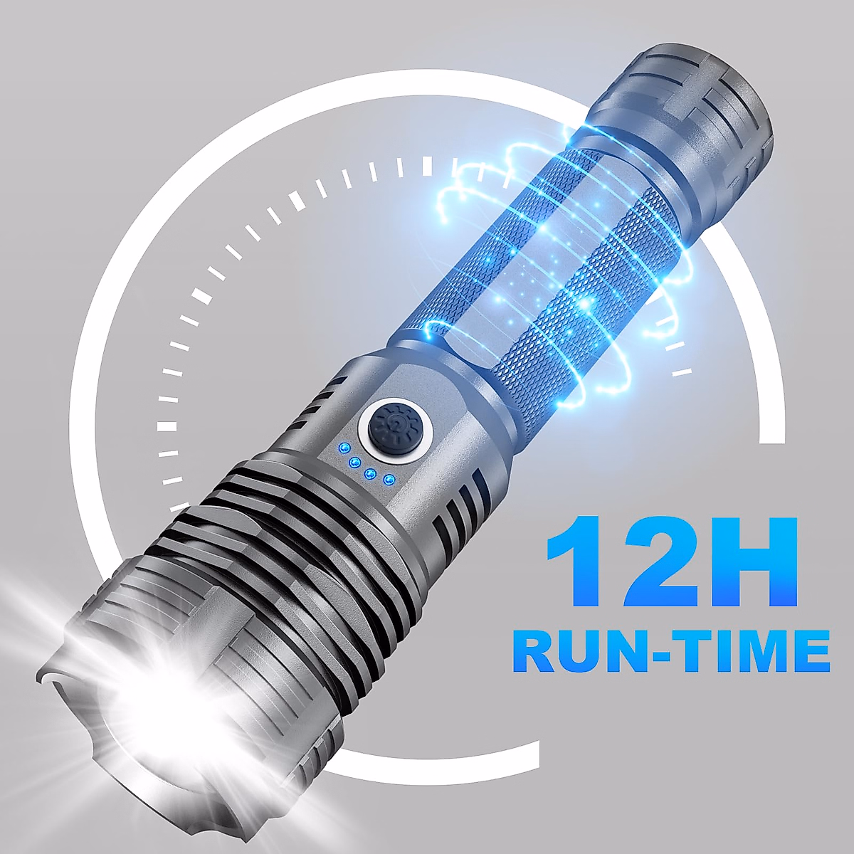 ALSTU Rechargeable Flashlights High Lumens, 900000 Lumens Super Bright Flashlight with 5 Modes & Power Display, IPX7 Waterproof Flash Light for Outdoor, Camping, Hiking