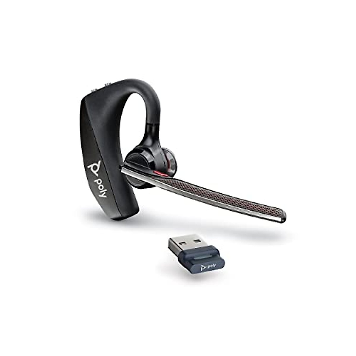 Poly Voyager 5200 UC Wireless Headset & Charging Case (Plantronics) - Single-Ear Bluetooth Headset w/Noise-Canceling Mic - Connect Mobile/Mac/PC via Bluetooth - Works w/Teams, Zoom - Amazon Exclusive