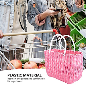 Healvian Handbags Purse Plastic Woven Shopping Basket with Handle Reusable Grocery Shopping Bag Shopping Tote Woven Storage Basket for Travel and Shopping Patricia Nash Patricia Nash Handbags