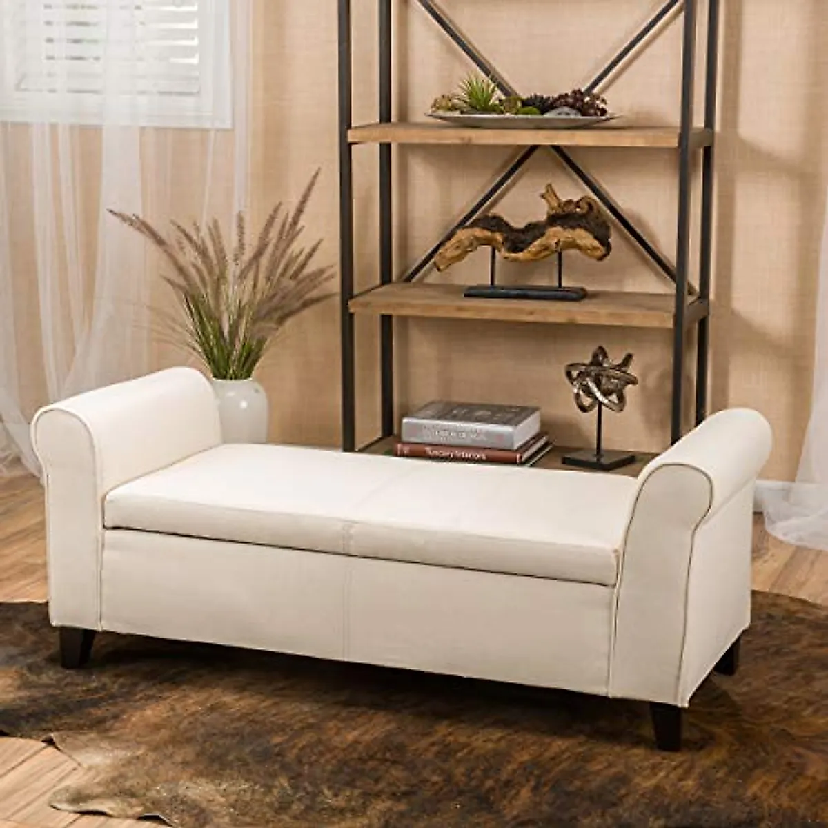 Christopher Knight Home Danbury Armed Fabric Storage Bench, Beige