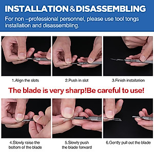 44 PCS 40 Scalpel Blades with #10#11#15#22 Scalpels Surgical Sterile Blades Including Four Handle,Laboratory Blade-Lab Knives- Carving Blades with Handle-Art Blades Practicing Cutting-Crafts & More