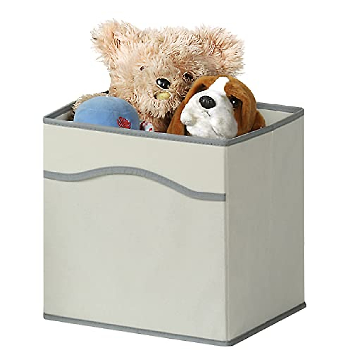 SunnyPoint Classic Collapsible, Foldable Storage Fabric Cube Organizer Bin - Pack of 6 (CREAM)