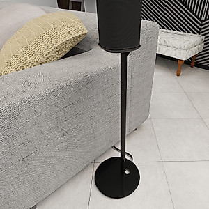 Eximus Fixed Height Speaker Floor Stand for Sonos One and Sonos One SL and Sonos Play:1 - Cable Management Built In - Easy Assembly - Gloss Black Finish